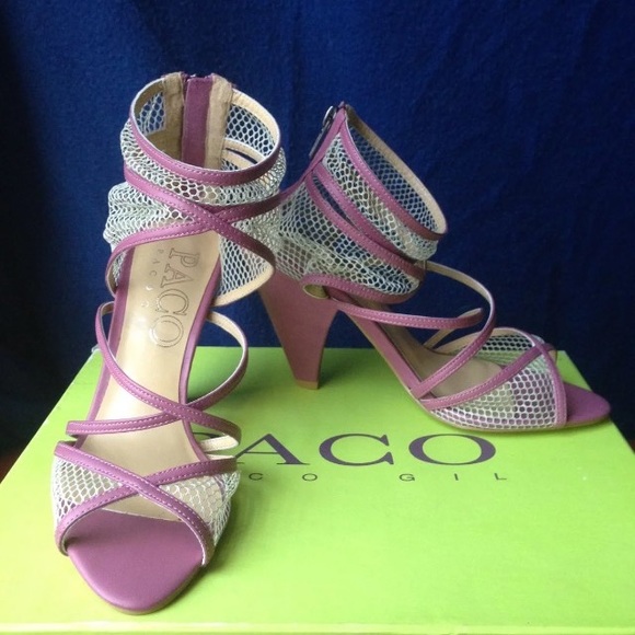 Paco Gil | Shoes | Paco Gil Leather And Mesh Heels 7m | Poshmark